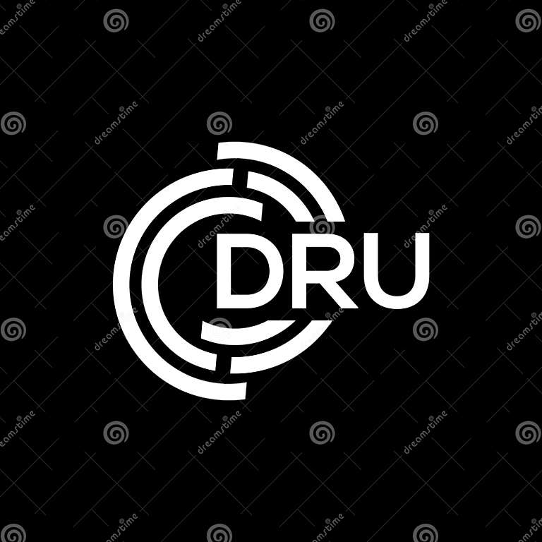 DRU Letter Logo Design on Black Background. DRU Creative Initials ...