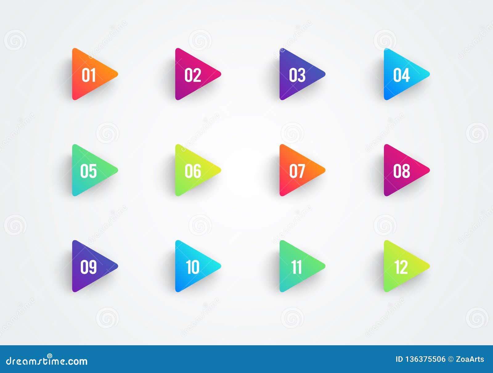 Vector Arrow Bullet Point Triangle Flags Colorful Gradient 3d Markers ...