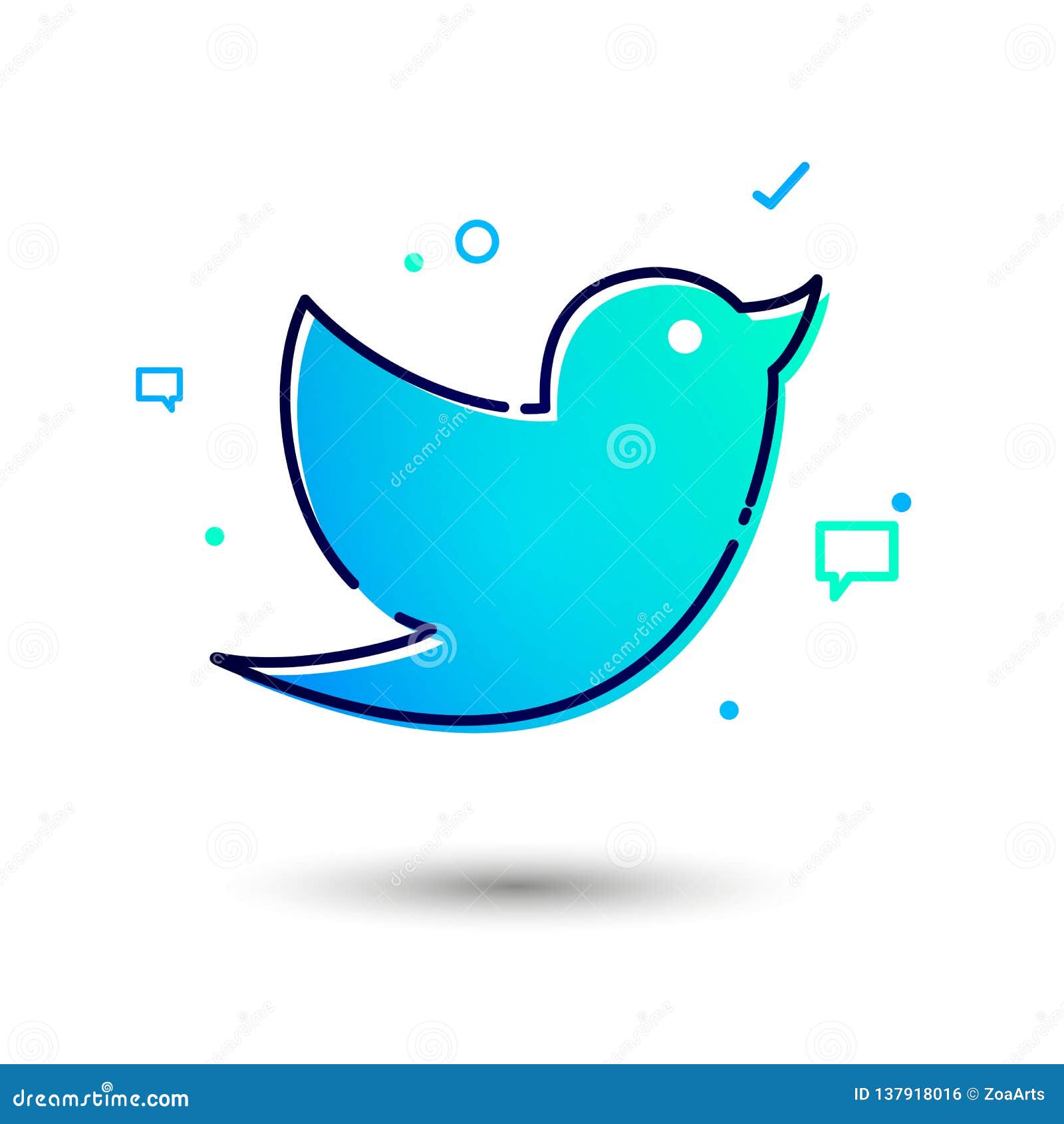 Twitter Bird Logo. Realistic Social Media Icon Logotype. Twitter ...
