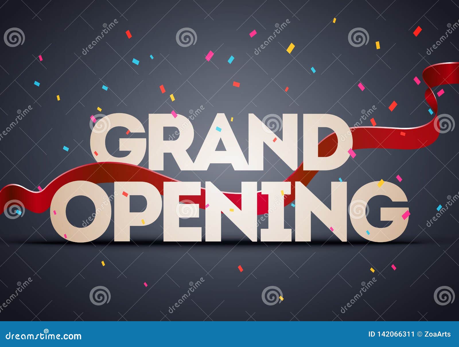 Vector Grand Opening Ceremony Poster Design with Red Ribbon Stock ...