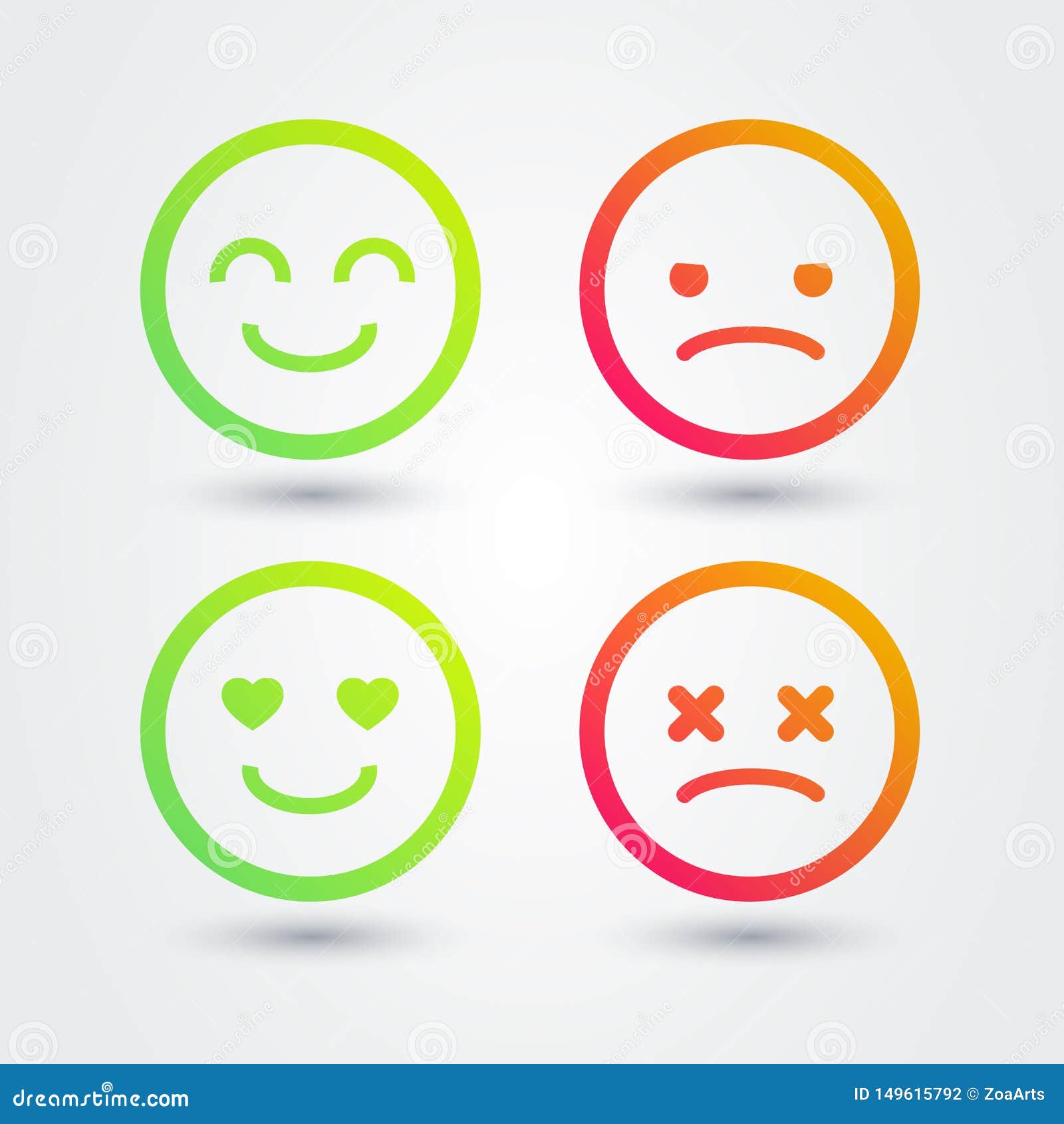 Vector Illustration Good, Bad, Positive, Negative Emoji Icons Set Stock ...