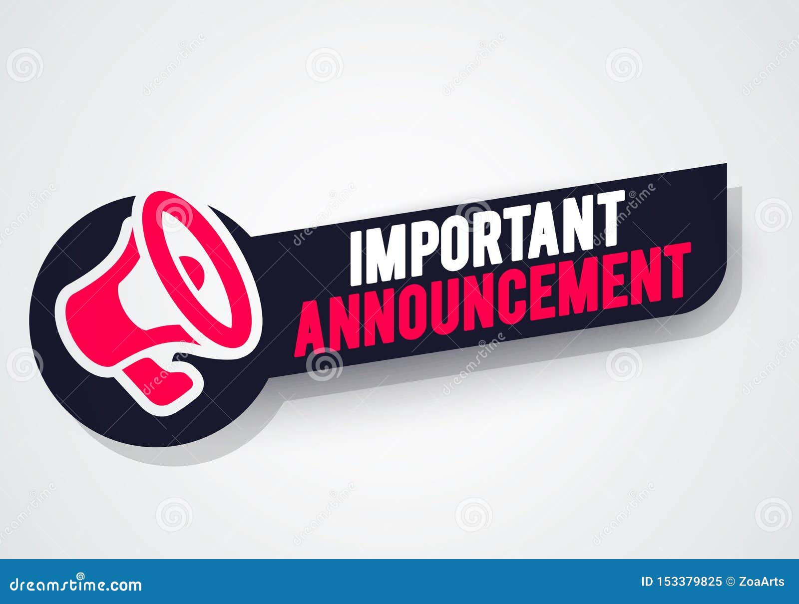 Vector Illustration Important Announcement Warning Megaphone Label ...