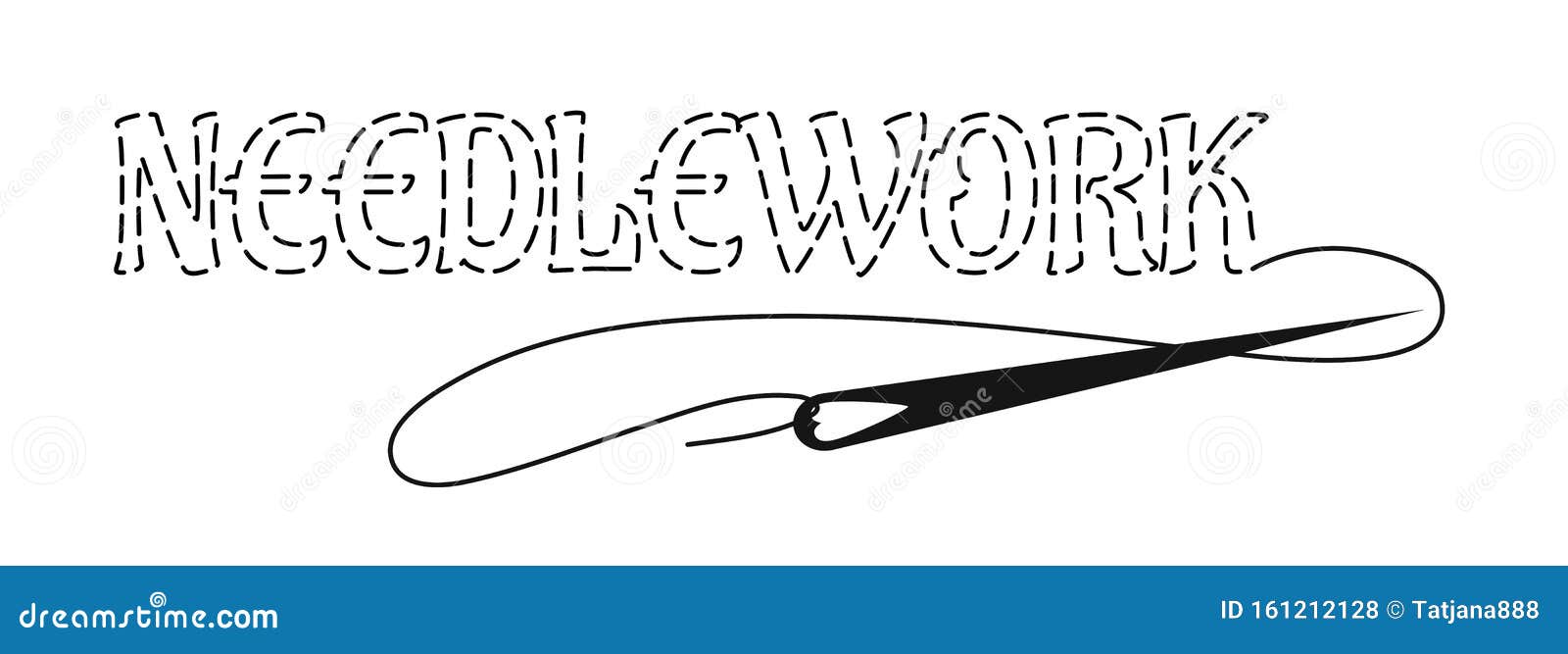 Silhouette of the Word `Needlework` with Interrupted Contour. Stock ...