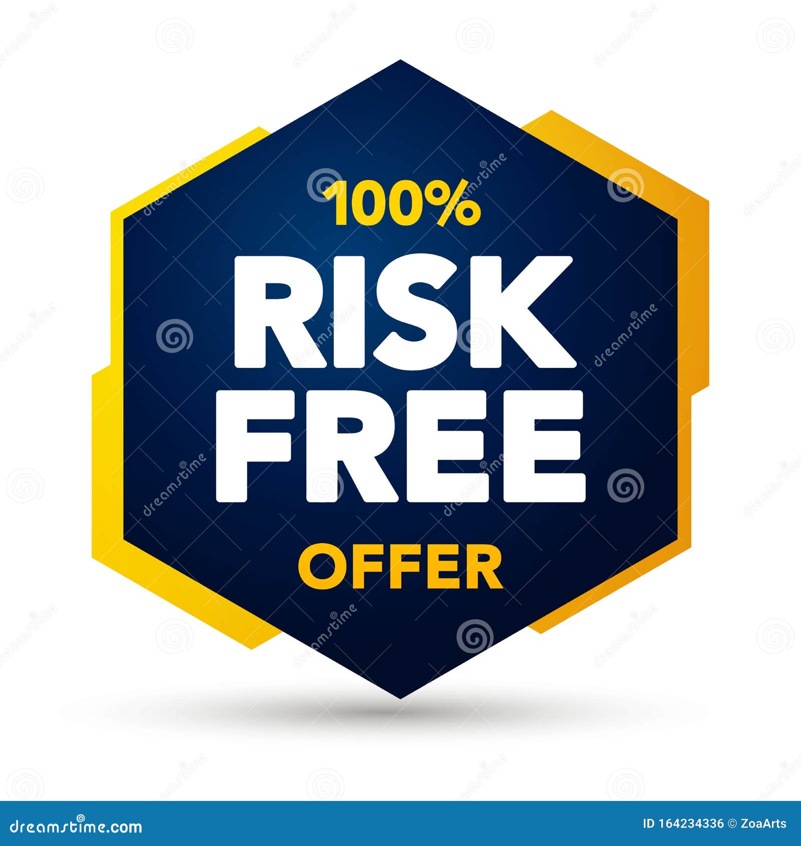 Vector Illustration 100 Percent Risk Free Offer Label. Modern Web ...