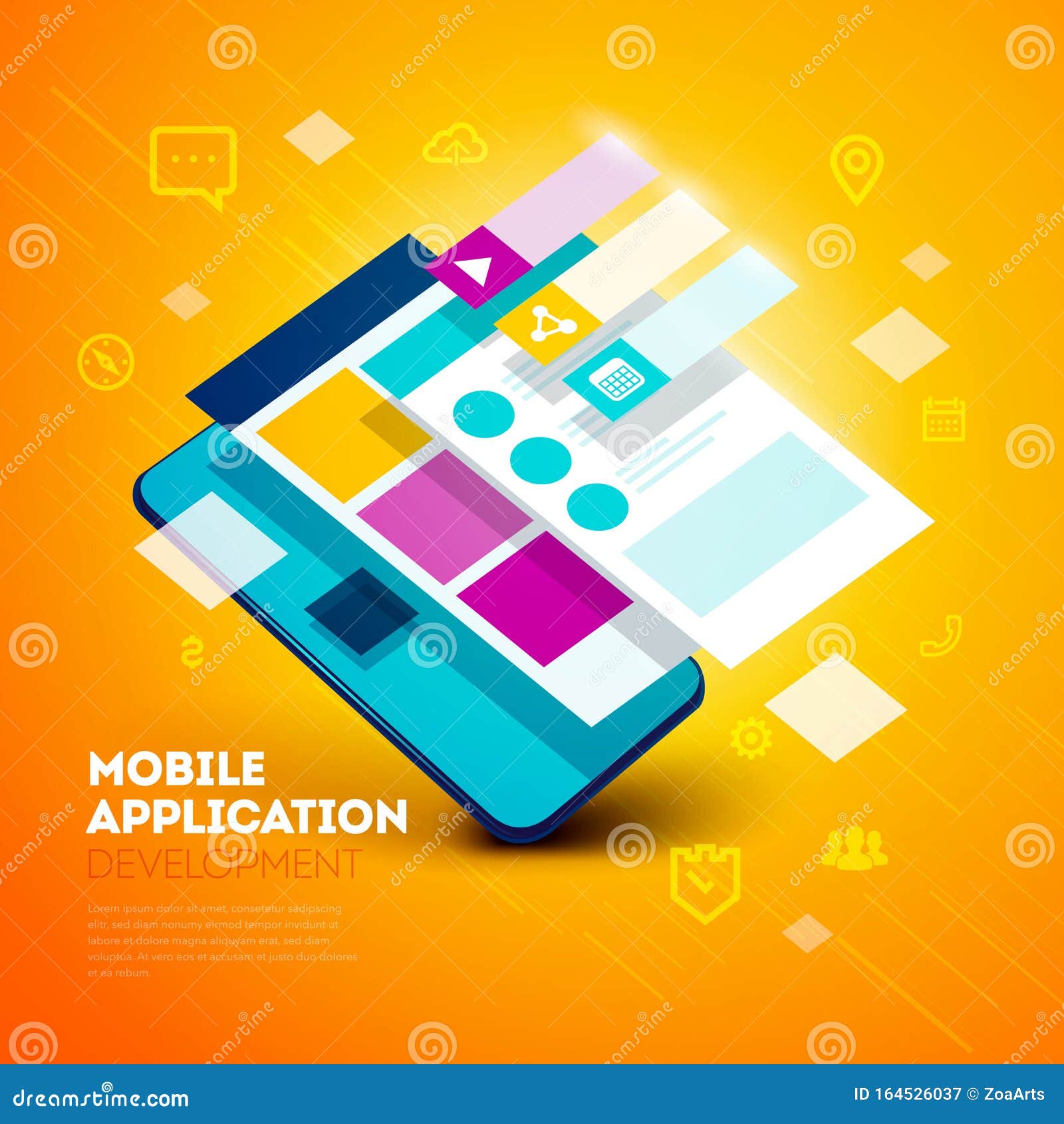 Vector Illustration App Development Design. Modern Layered User ...
