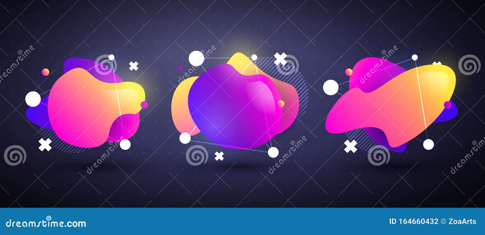 Vector Illustration Set of Abstract Modern Flowing Liquid Shapes ...