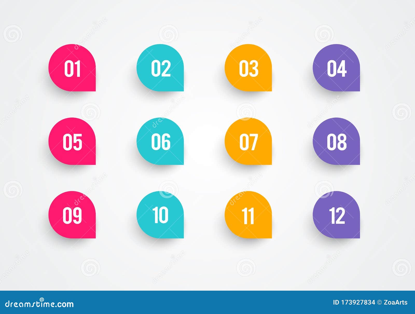 Vector Illustration Bullet Point Set. Marker In Retro Color. Pins With ...