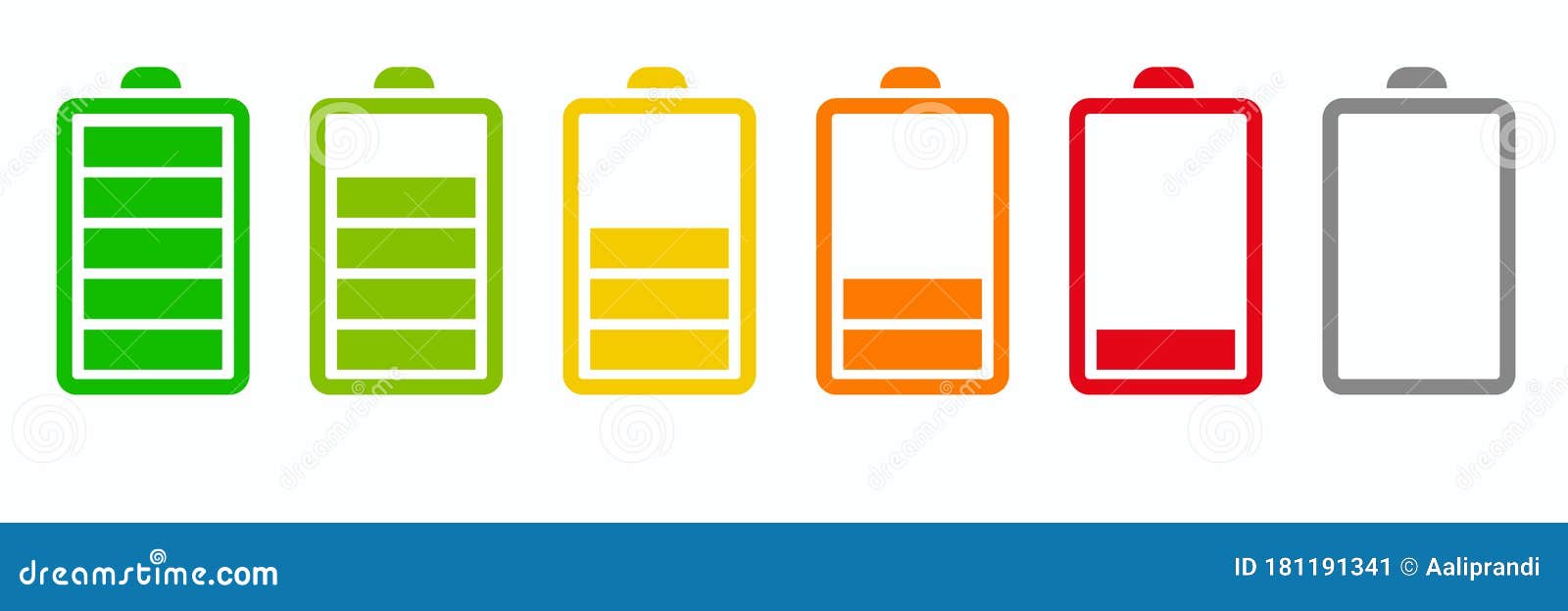 Battery Icons Set. Battery Charging Charge Indicator Icon. Level ...