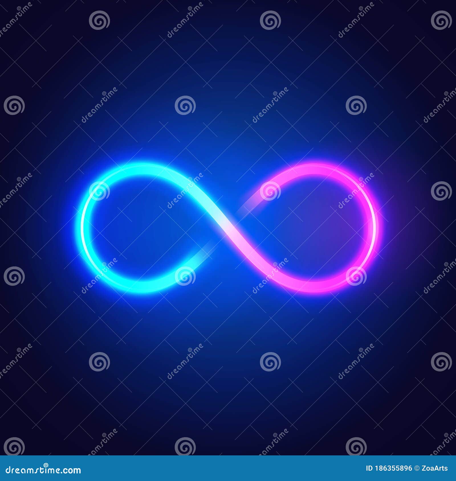 Vector Illustration Modern Futuristic Neon Glow Infinity Sign in Duo ...