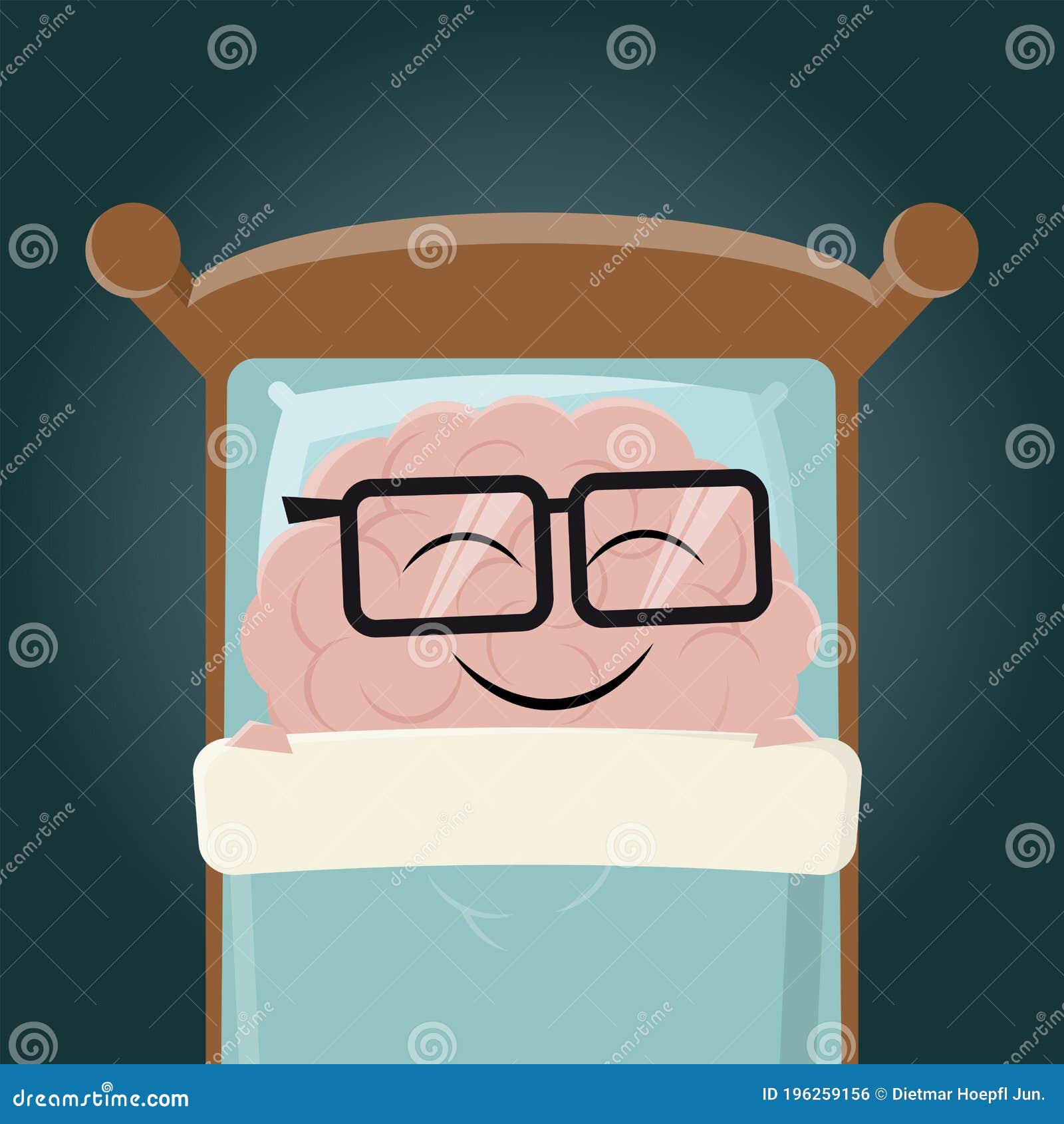 Brain Sleeping With Teddy Bear Comic Character Representing Intellect ...