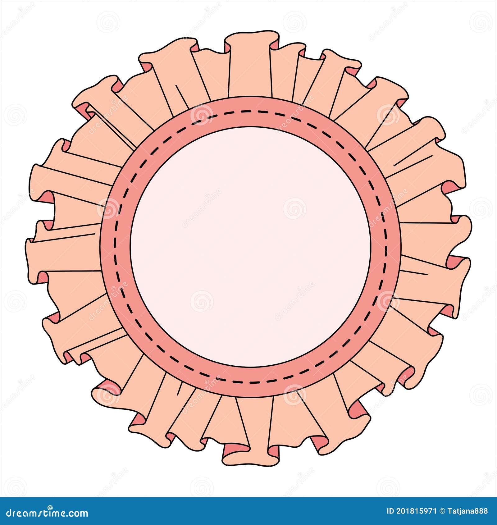 Cute Round Frame Template with Textile Ruffles and Ribbon. Stock Vector ...