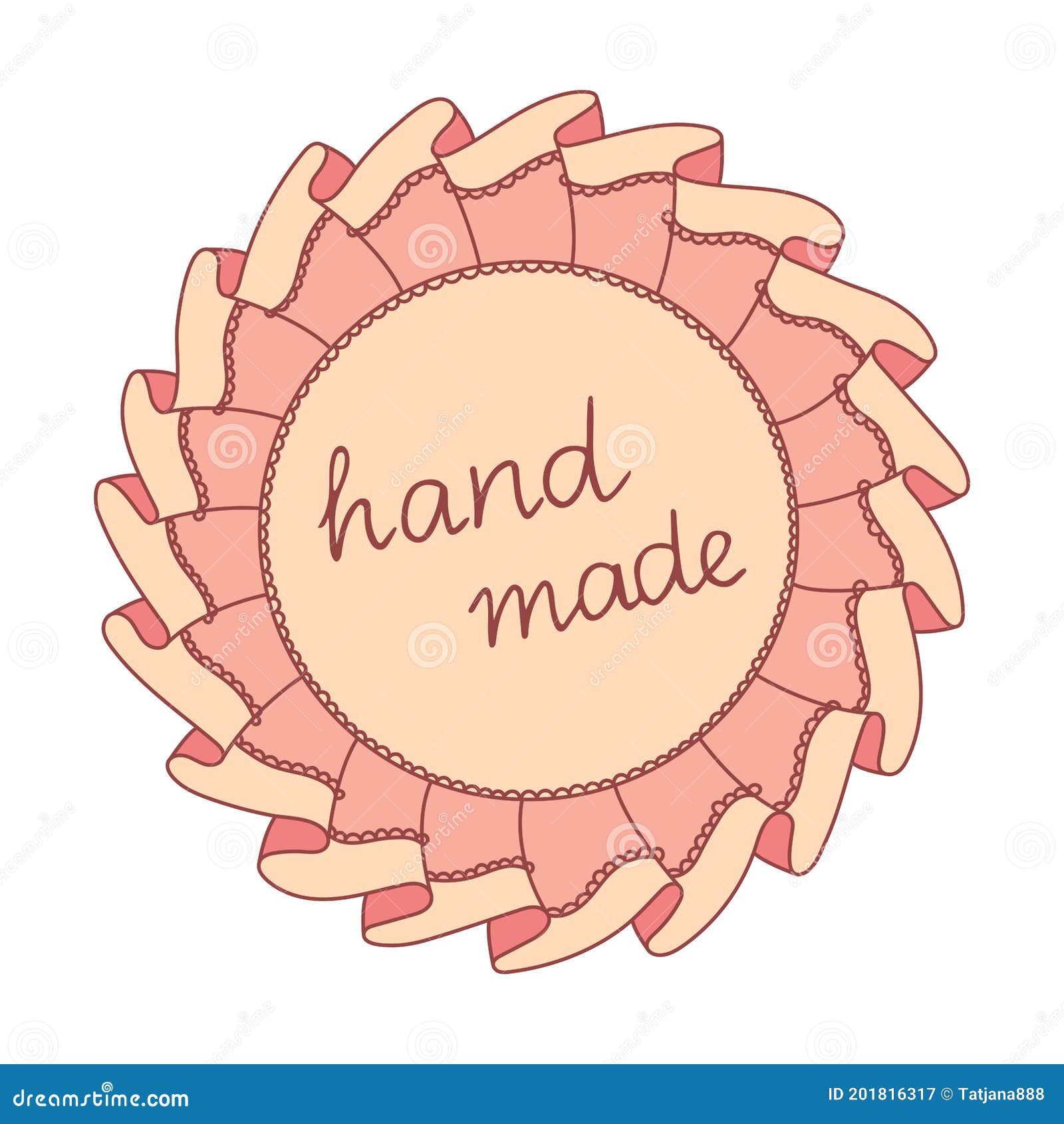 Cute Circle Frame with Textile Ruffles, Ribbon, Lace, Thread and ...