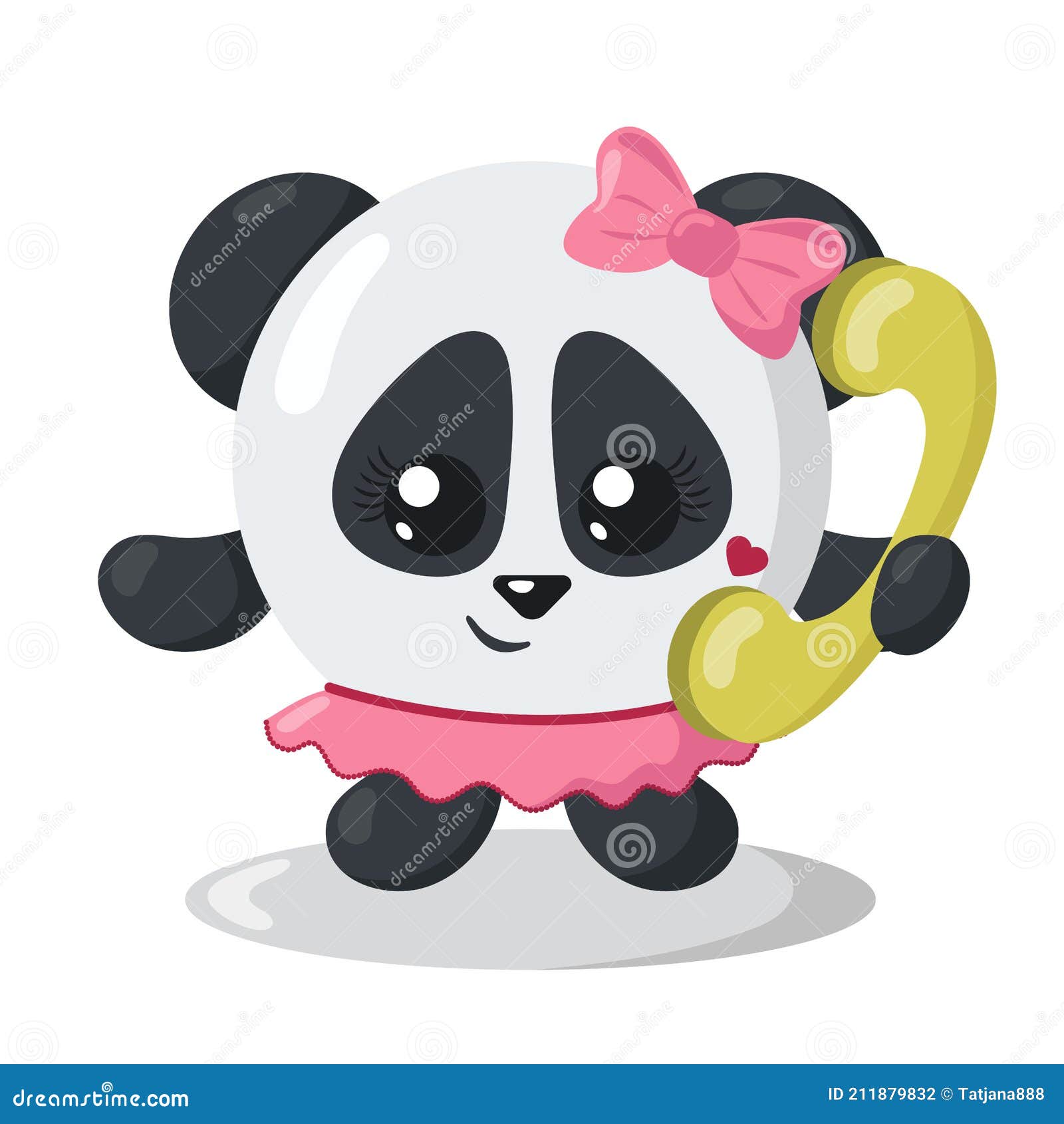 Funny Cute Smiling Panda Holding a Phone Stock Vector - Illustration of ...