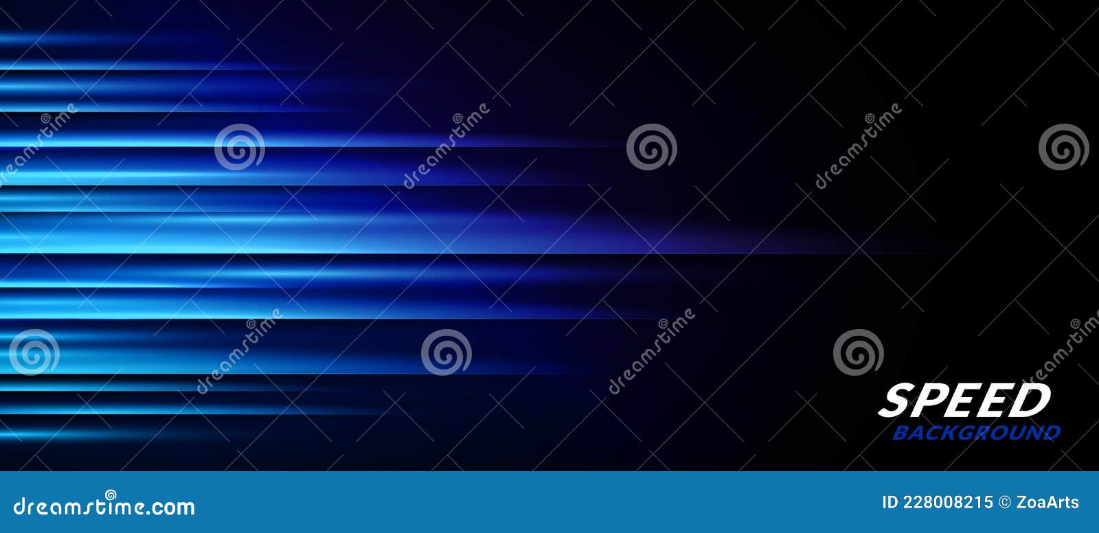 Vector Illustration Neon Speed Lines Background. Dark Blue Racing ...