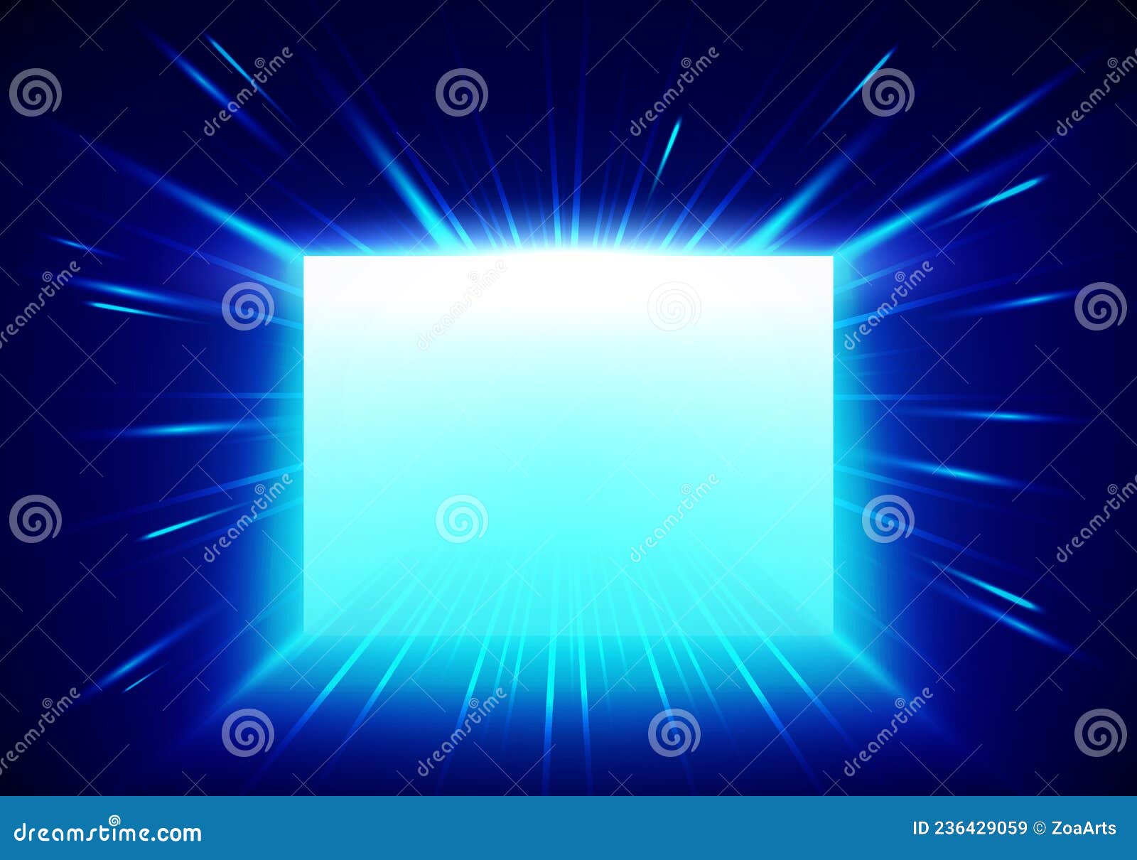 Vector Illustration Enter The Gate Concept. Glowing Entrance ...