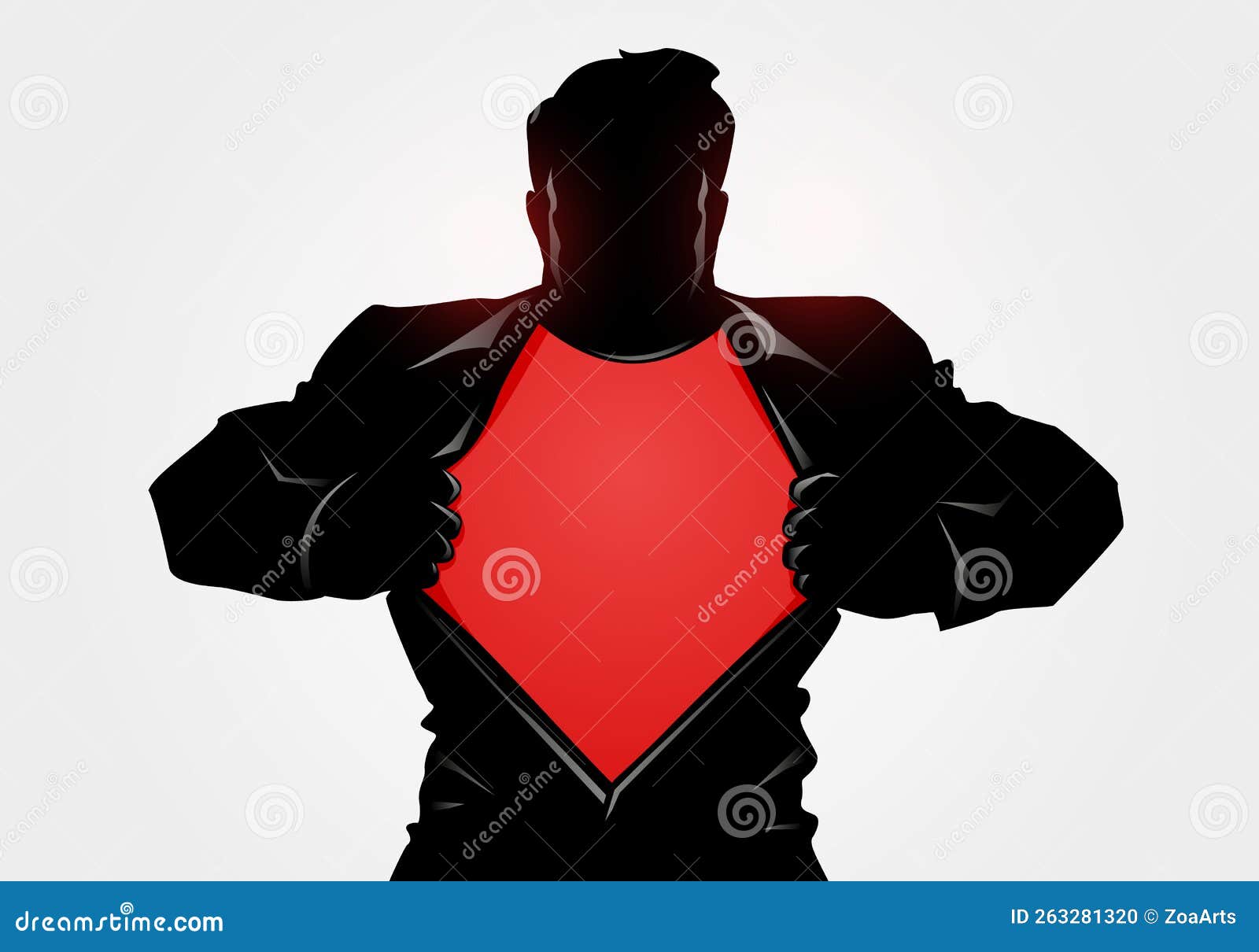 Vector Illustration Superhero Silhouette Take Off Jacket or Shirt Stock ...
