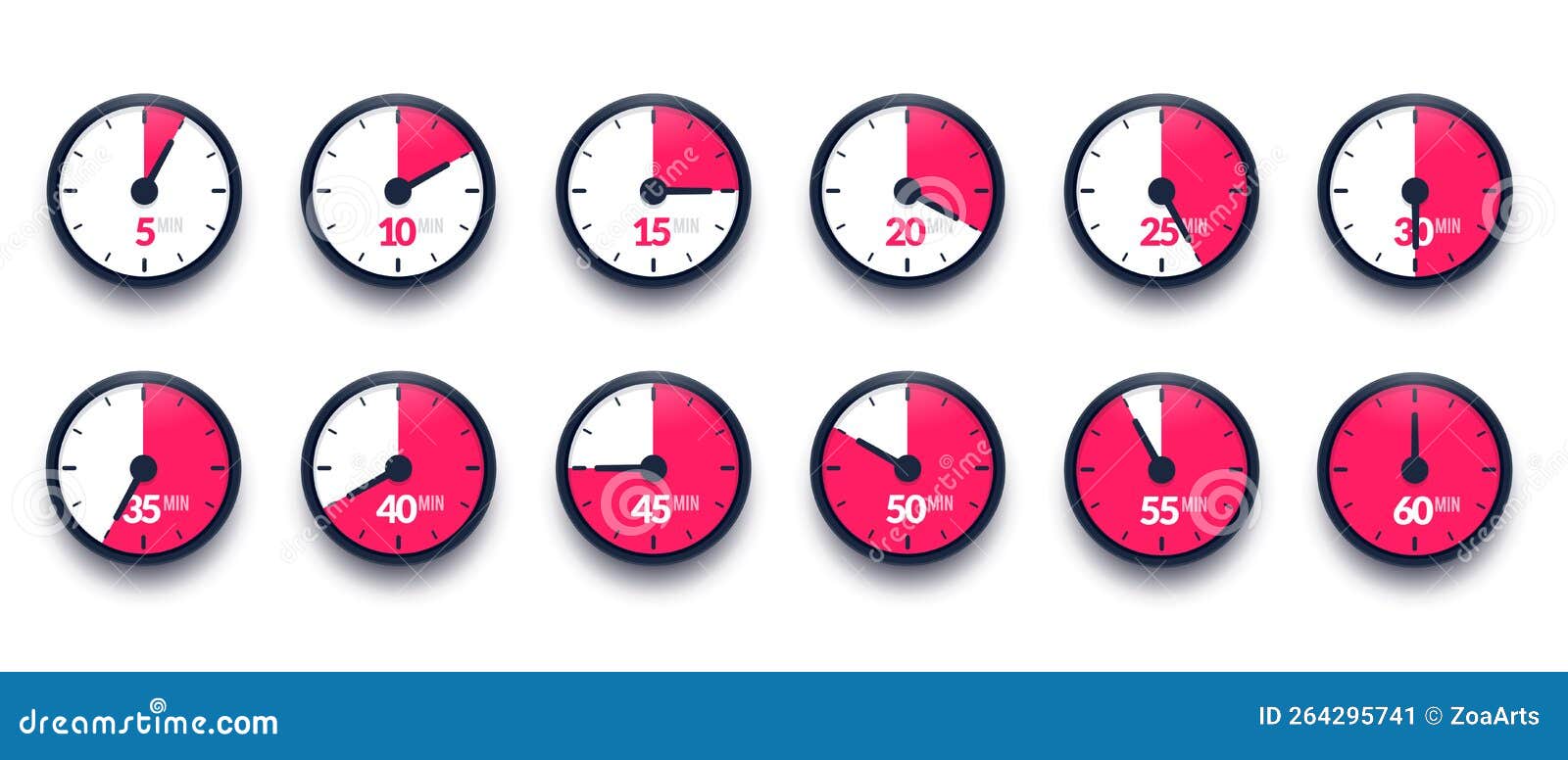 Time Counter Conzept. Set of Clocks or Stopwatches Stock Vector ...