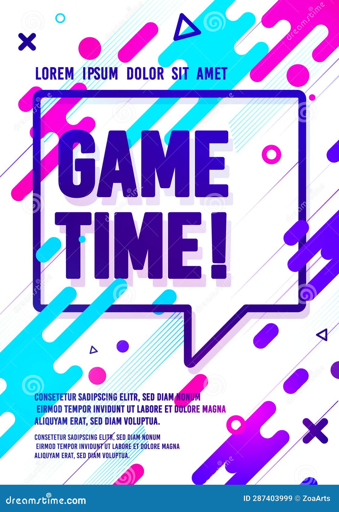 Modern and Colorful Game Time Poster Stock Illustration - Illustration ...