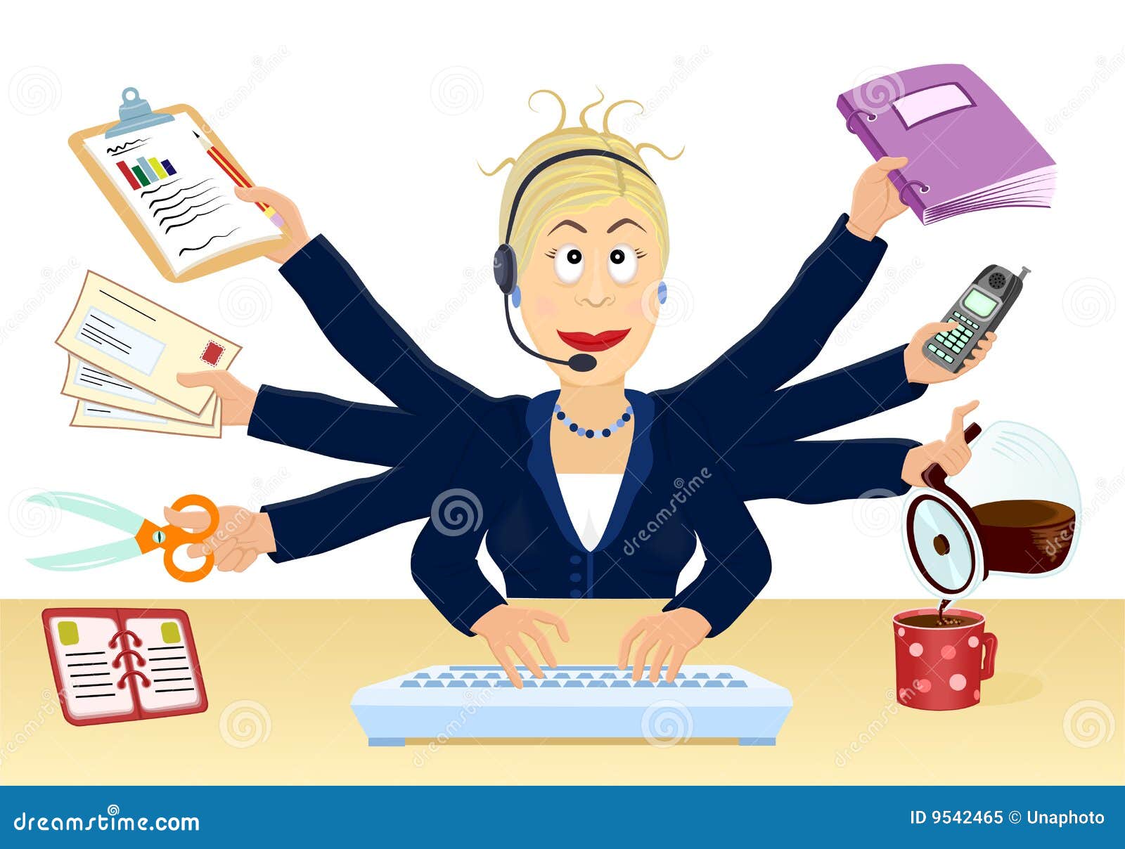 Druck Und Multitasking Im Büro Vektor Abbildung - Illustration von ...