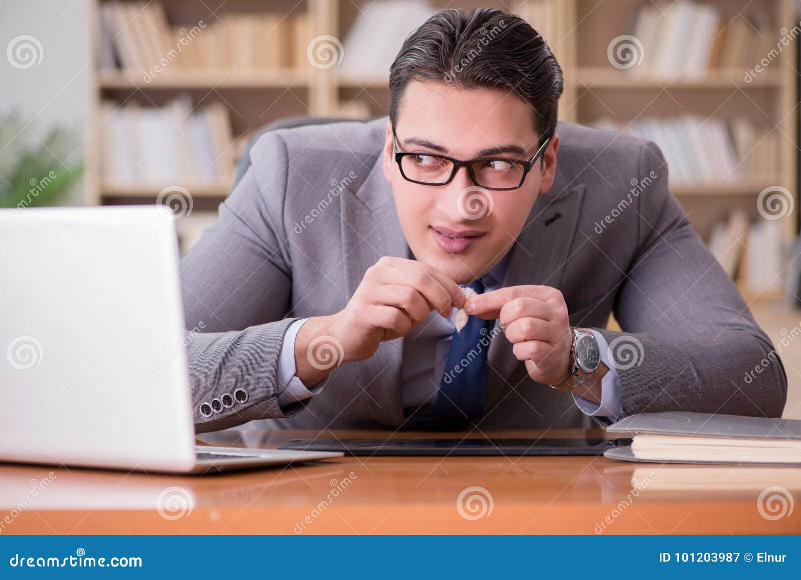 The Drug Addict Businessman in the Office Stock Image - Image of ...