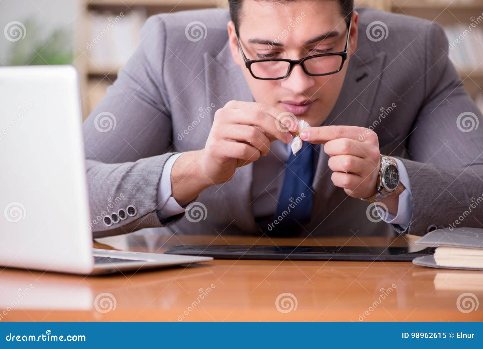 The Drug Addict Businessman in the Office Stock Image - Image of danger ...