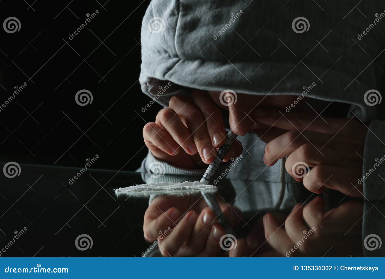 Drug Addict Taking Cocaine at Table, Closeup Stock Photo - Image of ...