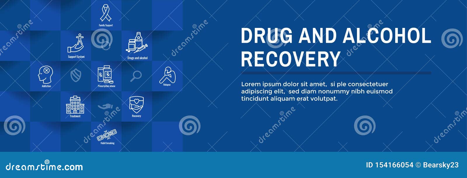 Drug and Alcohol Dependency Icon Set & Web Header Banner Stock Vector ...
