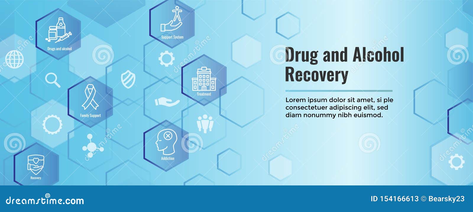 Drug and Alcohol Dependency Icon Set & Web Header Banner Stock Vector ...