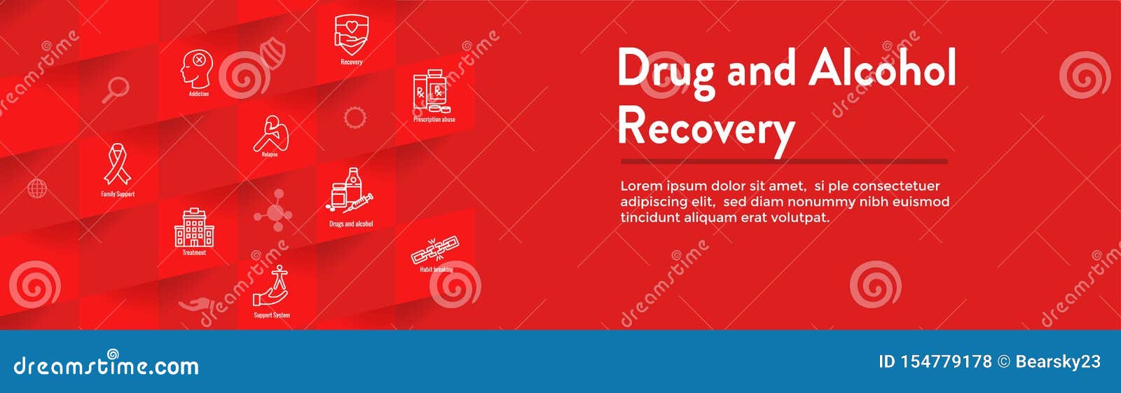 Drug and Alcohol Dependency Icon Set & Web Header Banner Stock Vector ...