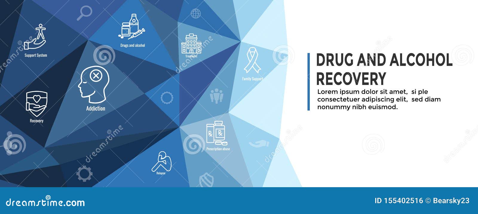 Drug and Alcohol Dependency Icon Set & Web Header Banner Stock Vector ...