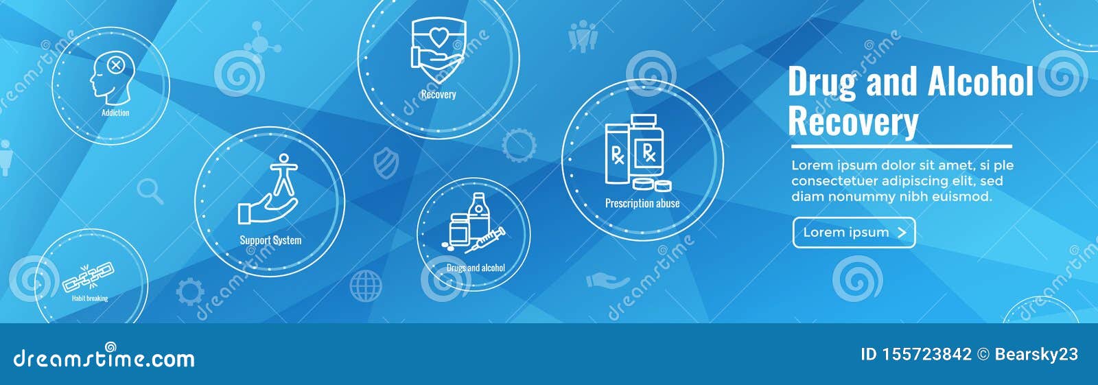 Drug And Alcohol Dependency Icon Set & Web Header Banner Vector ...
