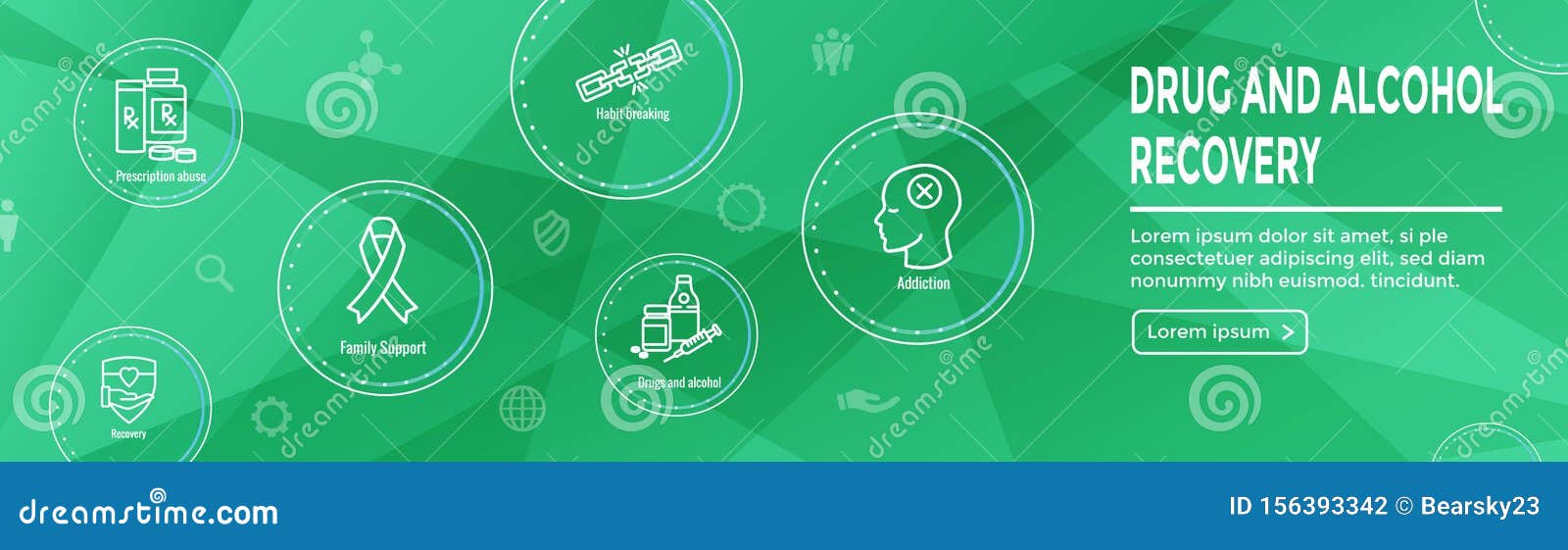 Drug and Alcohol Dependency Icon Set & Web Header Banner Stock Vector ...