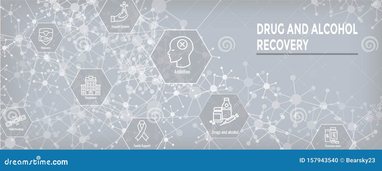 Drug and Alcohol Dependency Icon Set & Web Header Banner Stock Vector ...