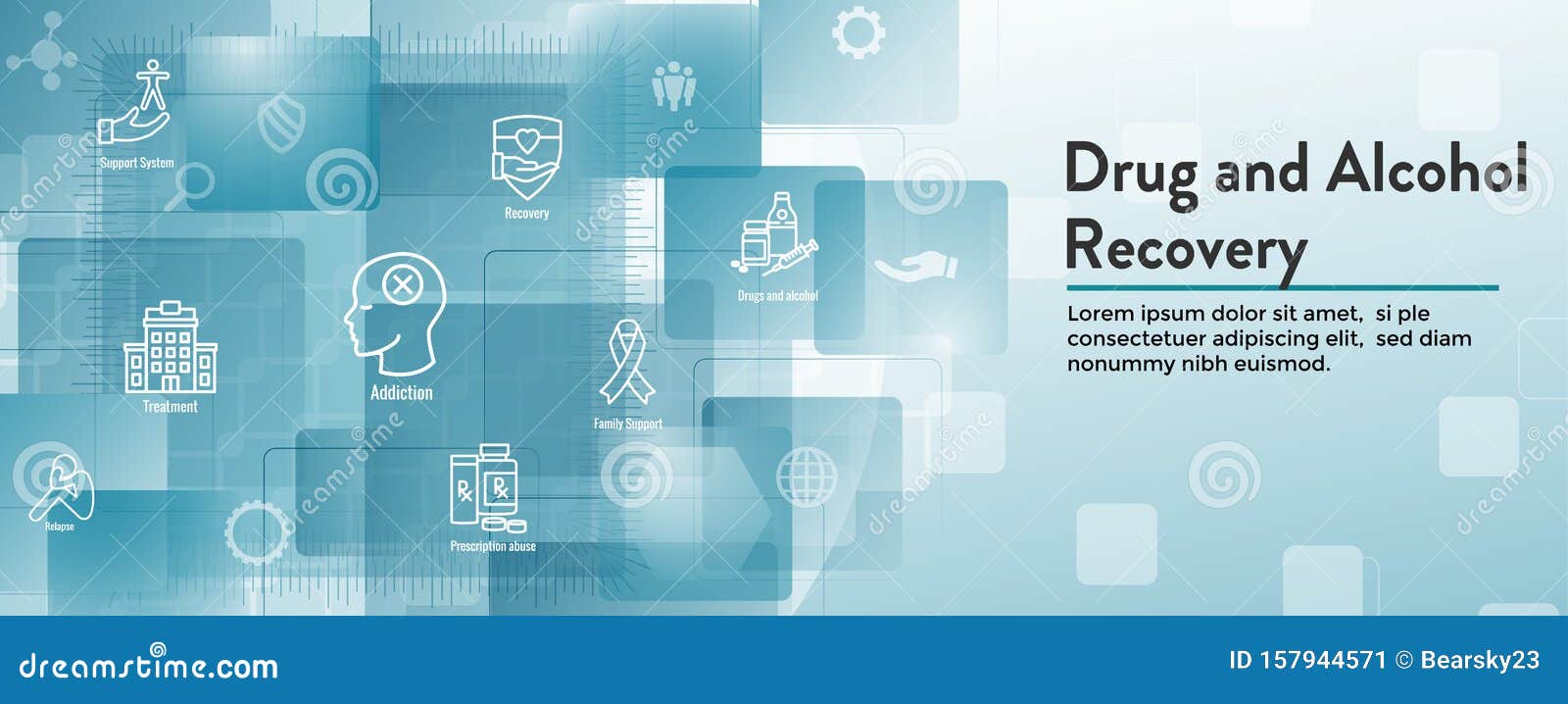 Drug and Alcohol Dependency Icon Set & Web Header Banner Stock Vector ...