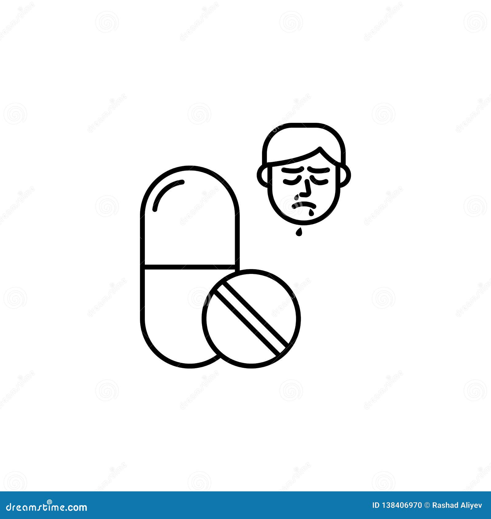 Drug, Allergic Face Icon. Element of Problems with Allergies Icon Stock ...