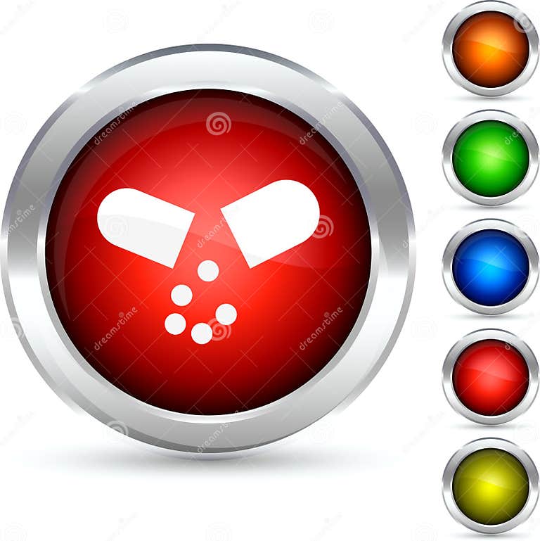 Drug button. stock vector. Illustration of metallic, light - 10425231