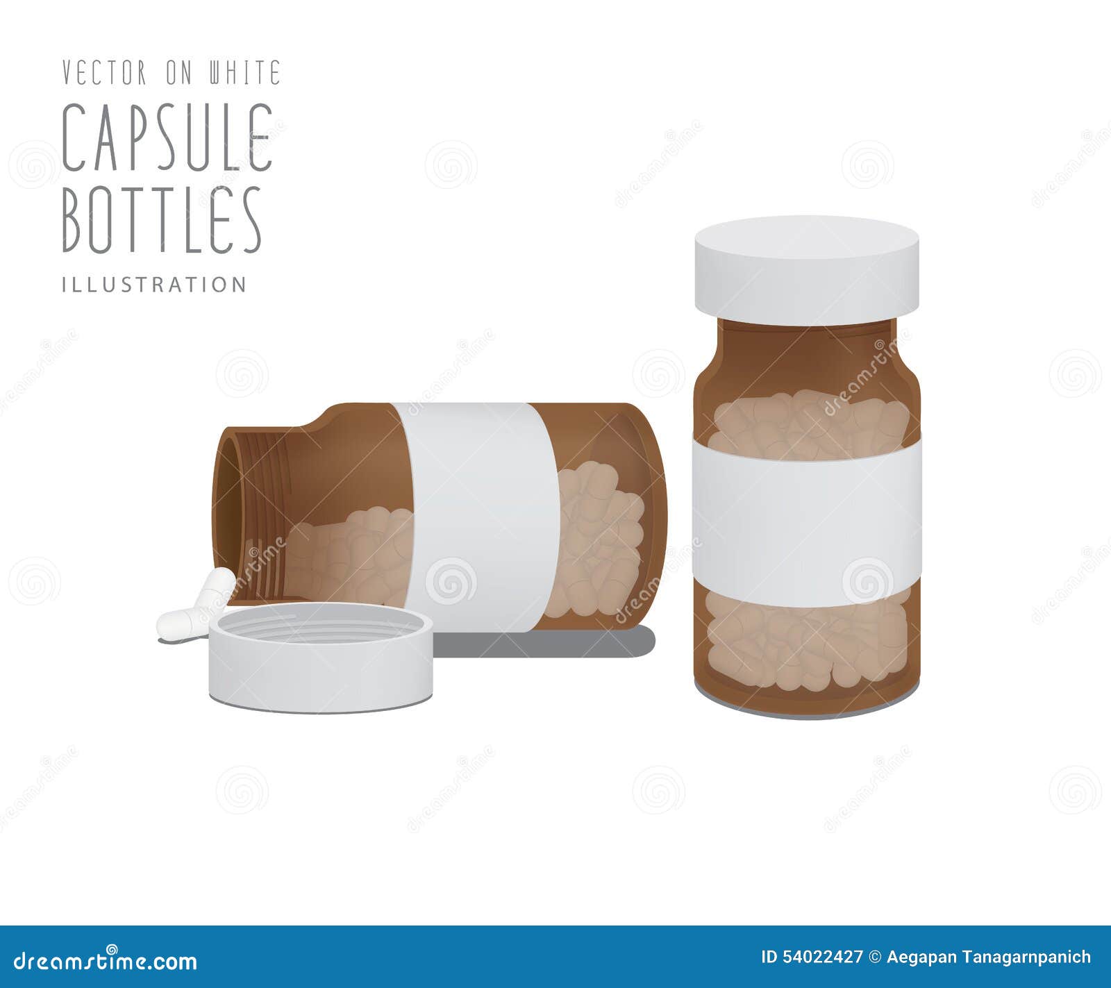 Drug Capsules in Brown Glass Bottle Vector. Stock Vector - Illustration ...