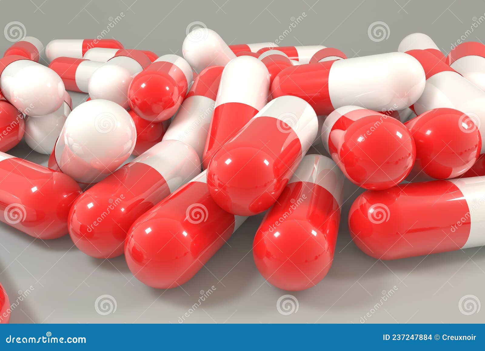 Drug-embedded Red and White Capsule Shells 3D Render Stock Illustration ...