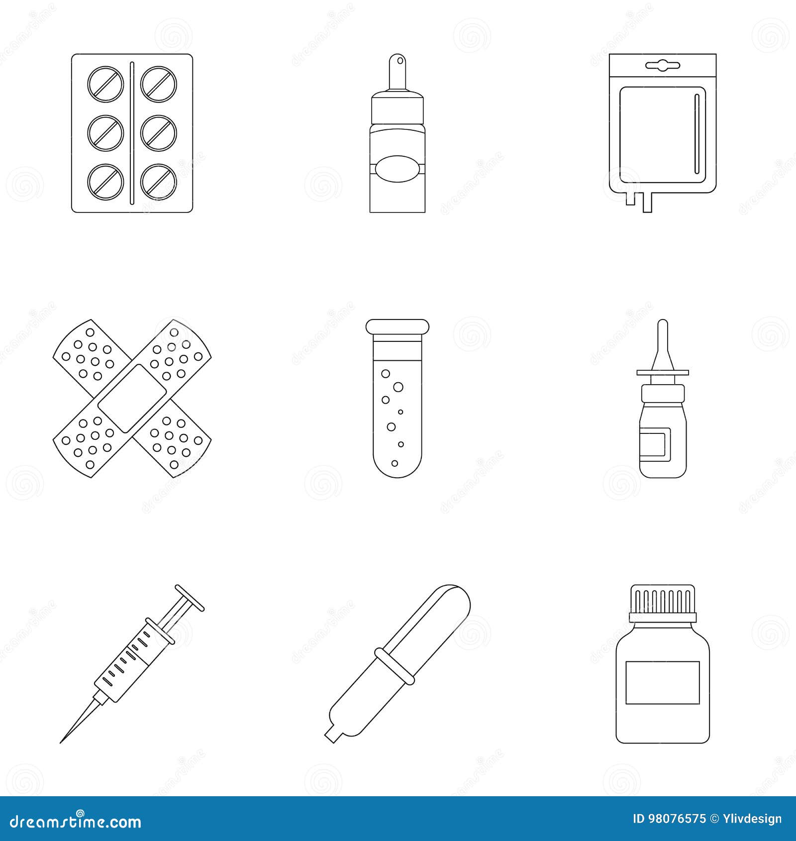 Drug Forms Icon Set, Outline Style Stock Vector - Illustration of ...