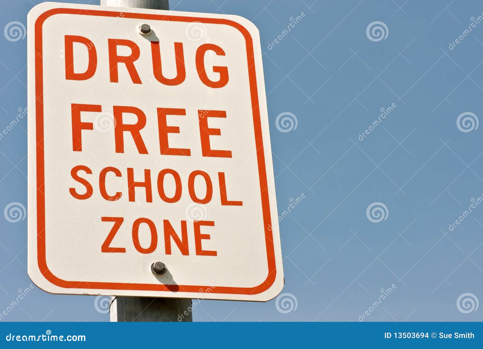 Drug Free School Zone Sign stock photo. Image of orange - 13503694