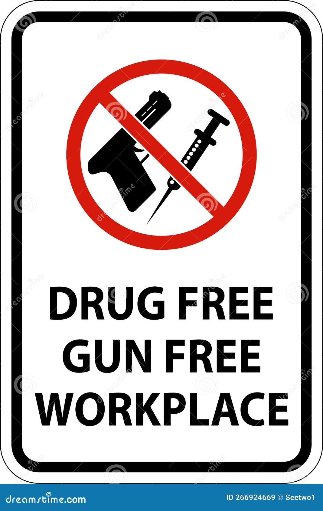 Drug Free Workplace Sign Drug Free, Gun Free Workplace Stock Vector ...
