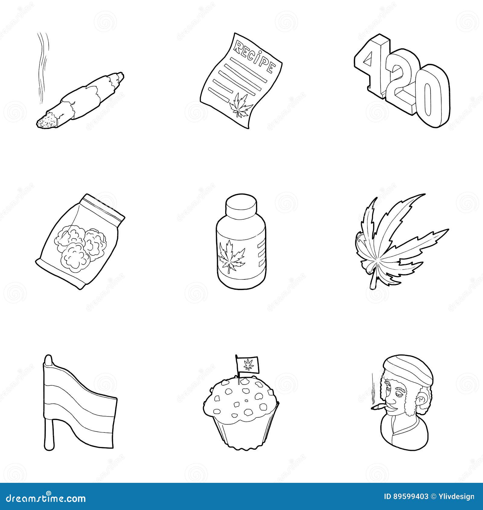 Drug Icons Set, Outline Style Stock Vector - Illustration of nature ...