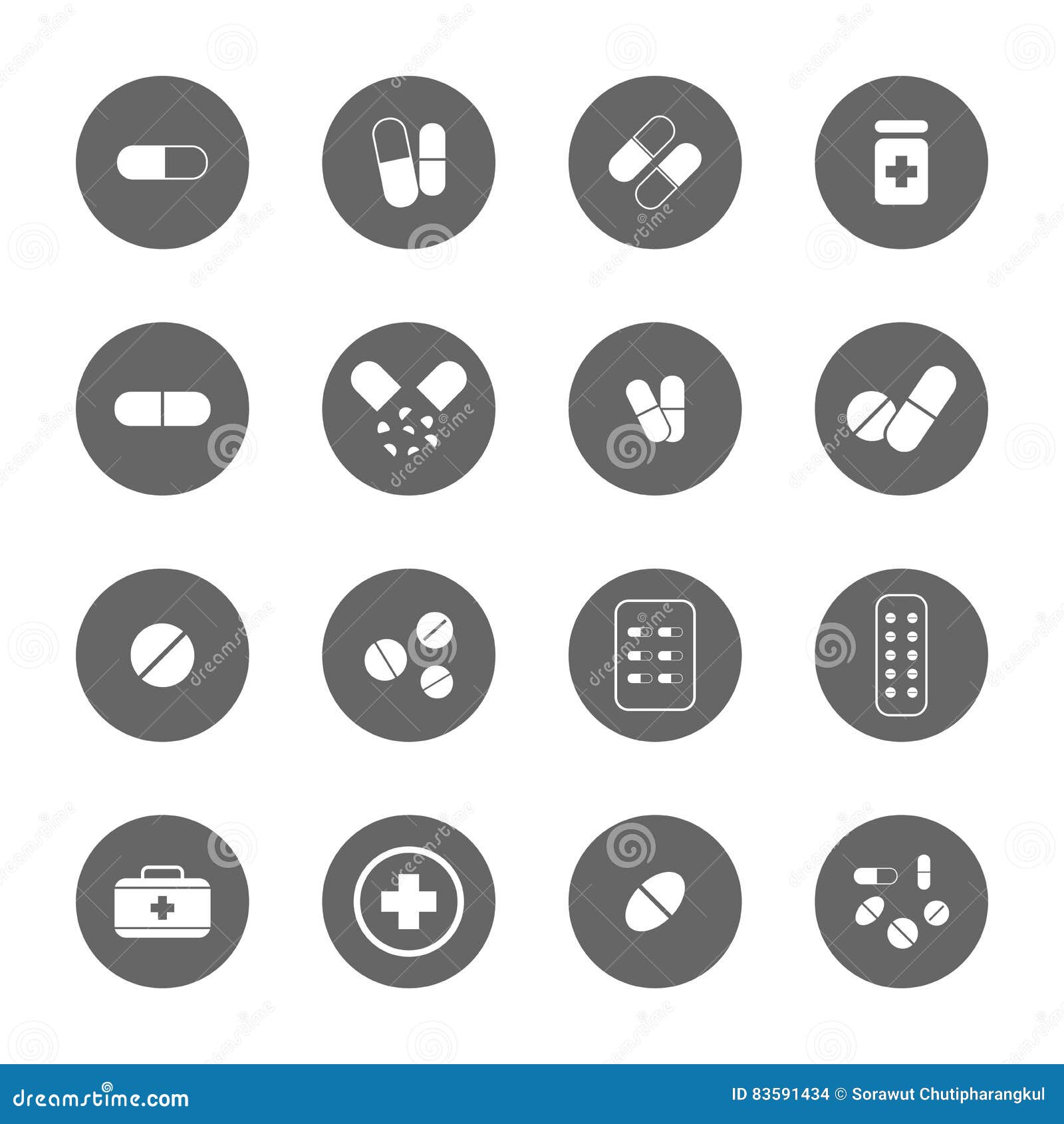Drug icons set stock vector. Illustration of business - 83591434