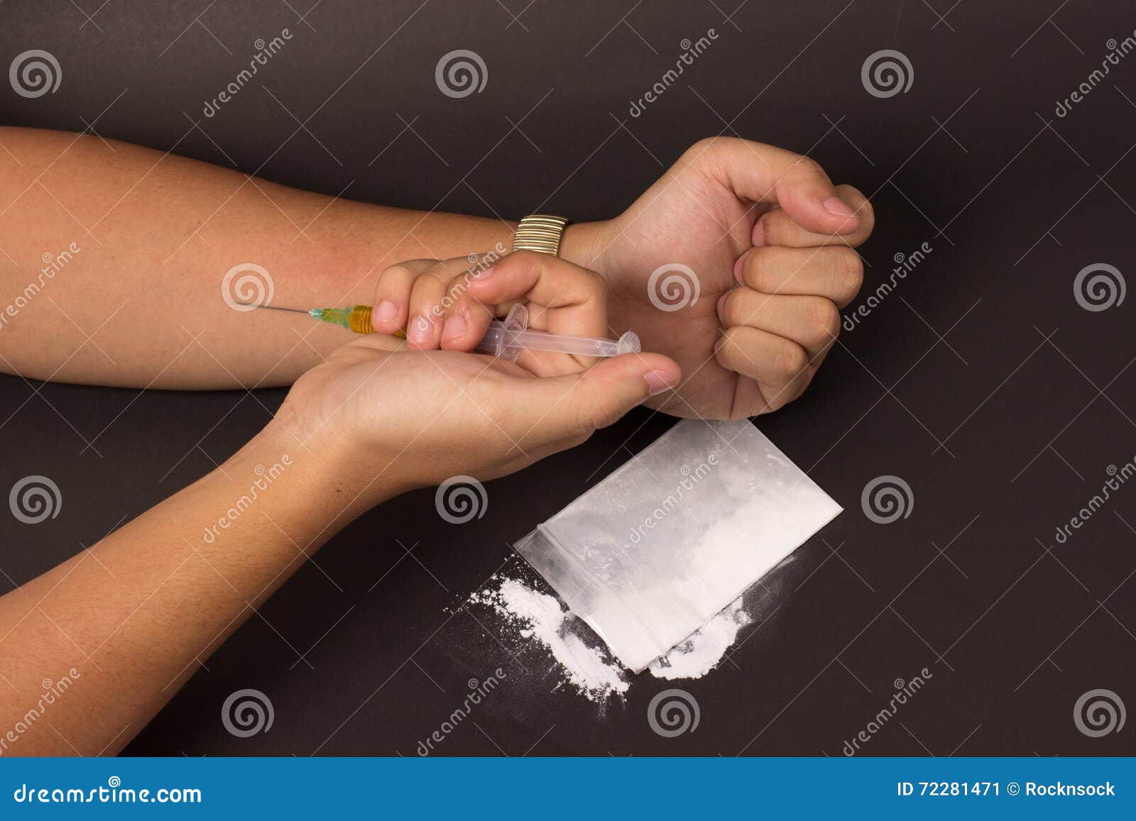 Drug injecting by syringe stock image. Image of narcotic - 72281471