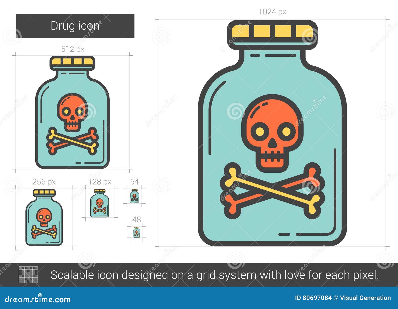 Drug line icon. stock vector. Illustration of destructive - 80697084
