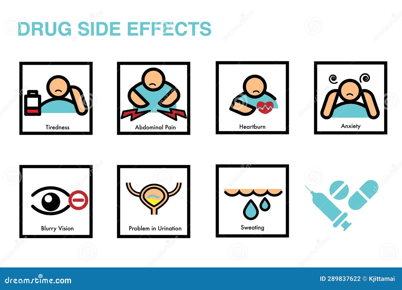 Drug Side Effects Symptom Icon Stock Vector - Illustration of drug ...