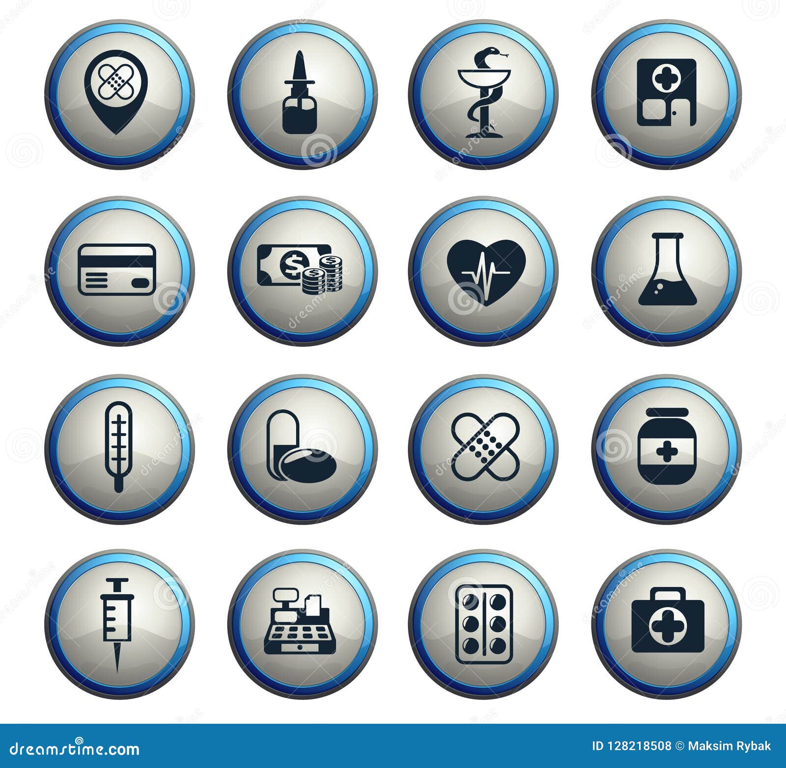 Drug store icon set stock vector. Illustration of card - 128218508