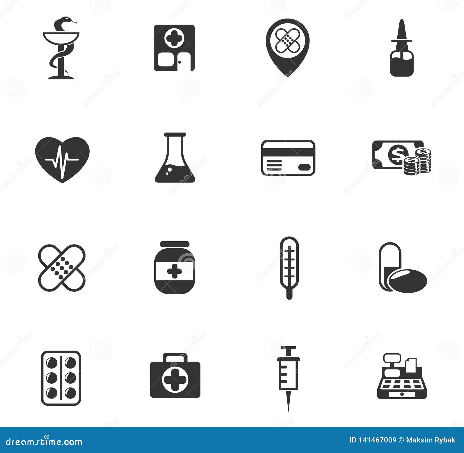 Drug store icon set stock vector. Illustration of symbol - 141467009