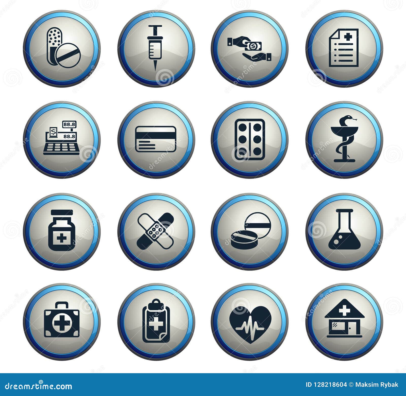 Drug store icon set stock vector. Illustration of store - 128218604
