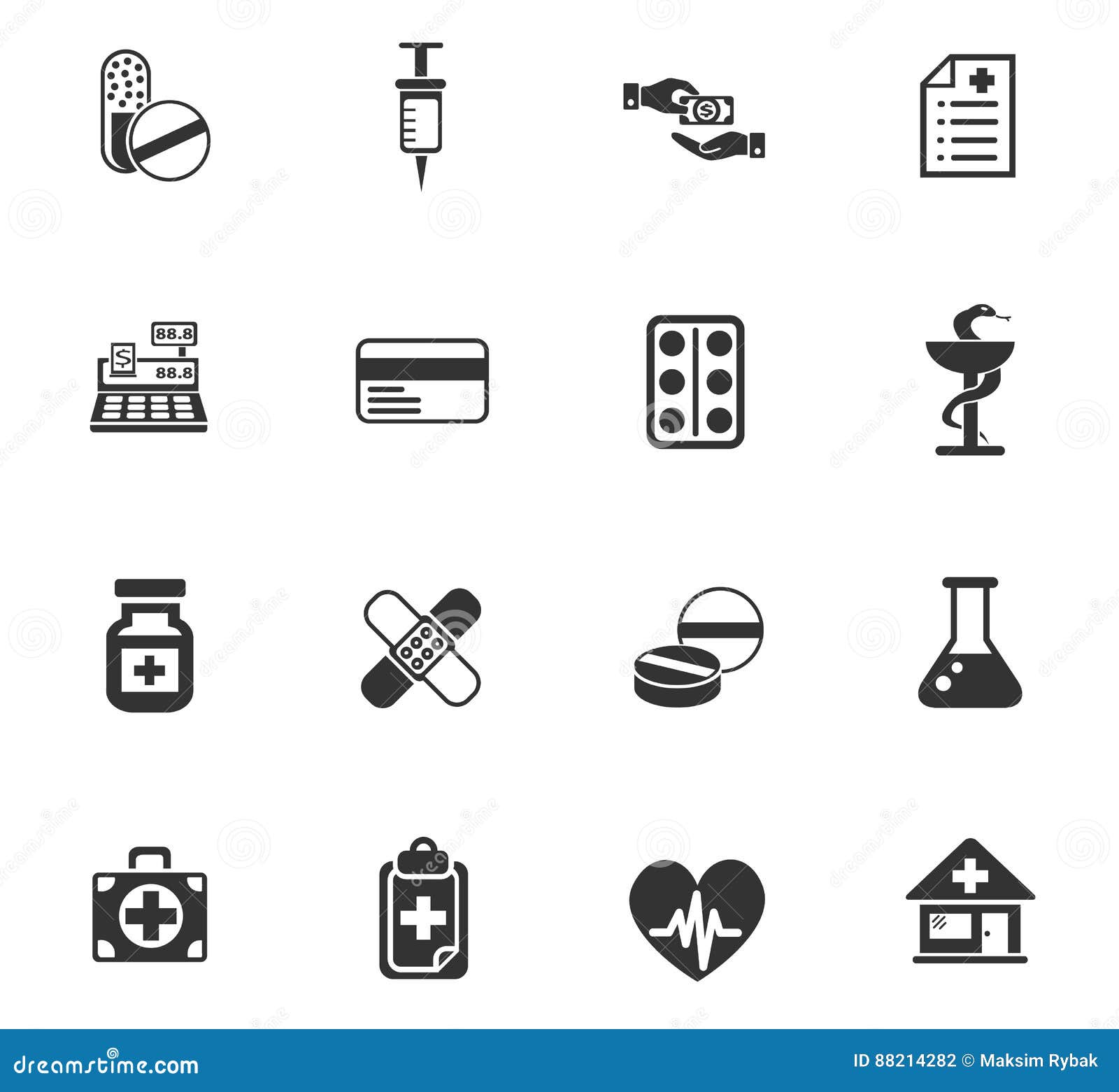 Drug store icon set stock vector. Illustration of capsules - 88214282